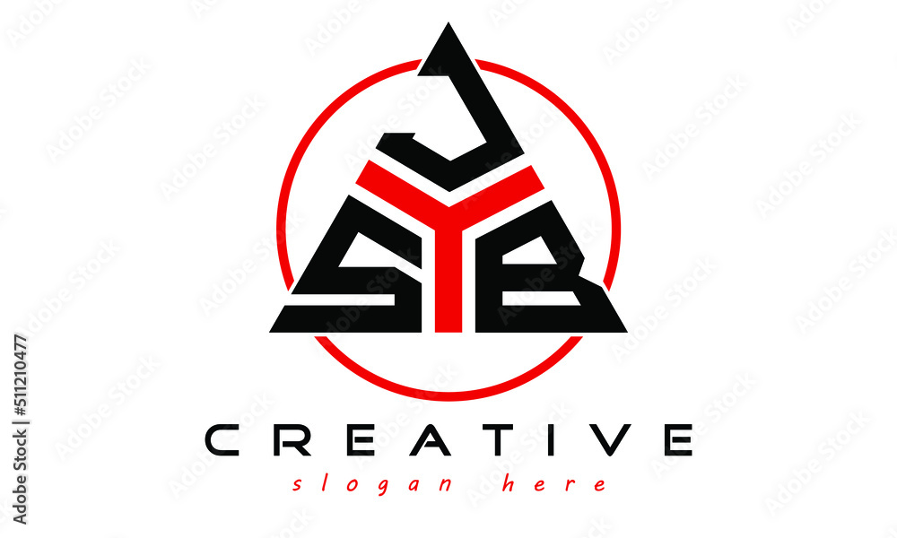 SJB three letter creative triangle shape in circle logo design vector ...