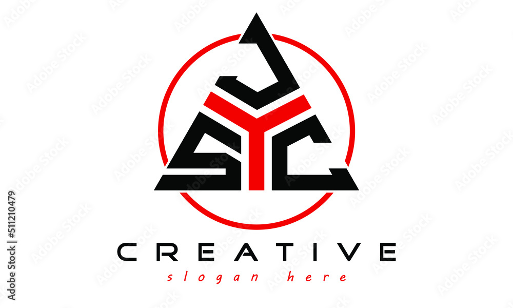 SJC three letter creative triangle shape in circle logo design vector ...
