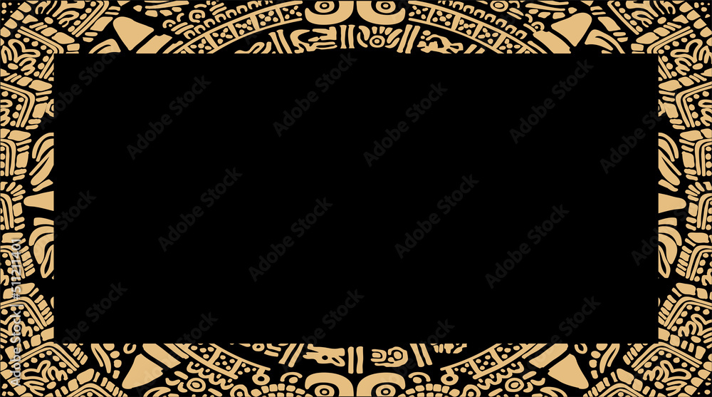 The frame with the use of signs and patterns of the Mayan calendar The ...