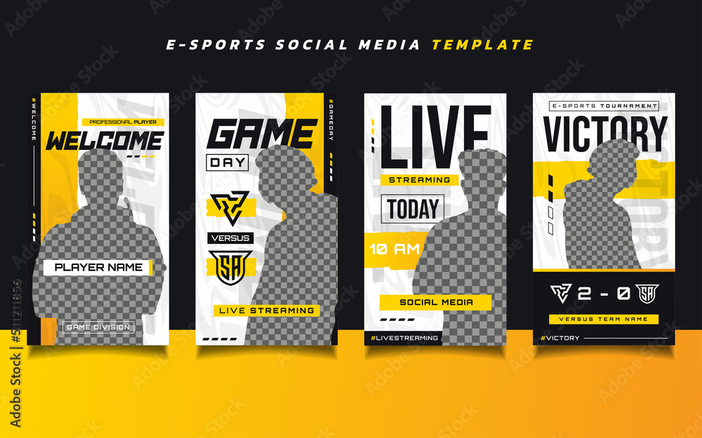 Set of E-sports Gaming Social Media Post or Story Design Template Stock ...