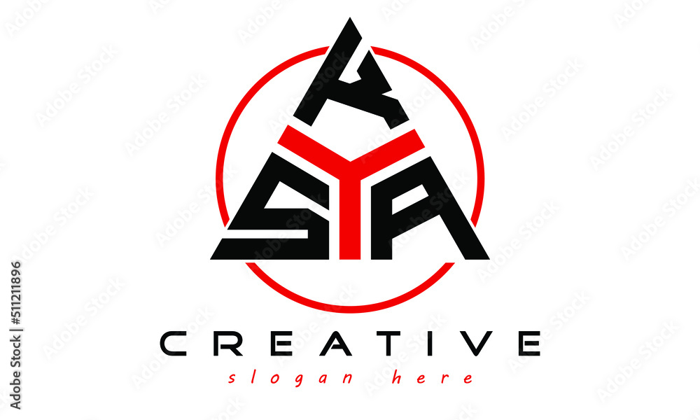 Vetor de SKA three letter creative triangle shape in circle logo design ...