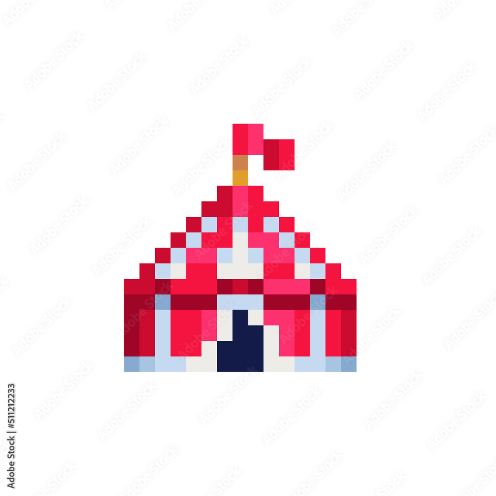 Circus Tent Pixel Art Icon. Sticker design. 8-bit. Isolated vector ...