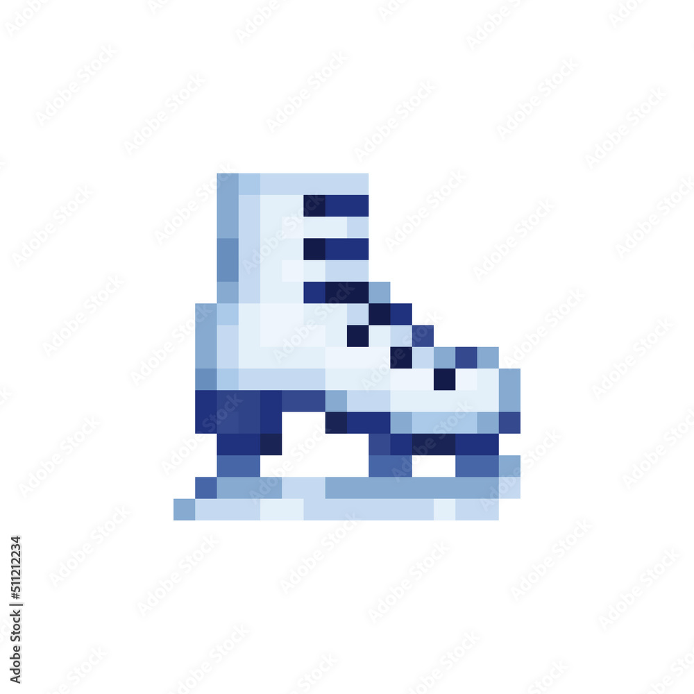 Figure skates pixel art icon. Design for stickers, shoe store logo ...