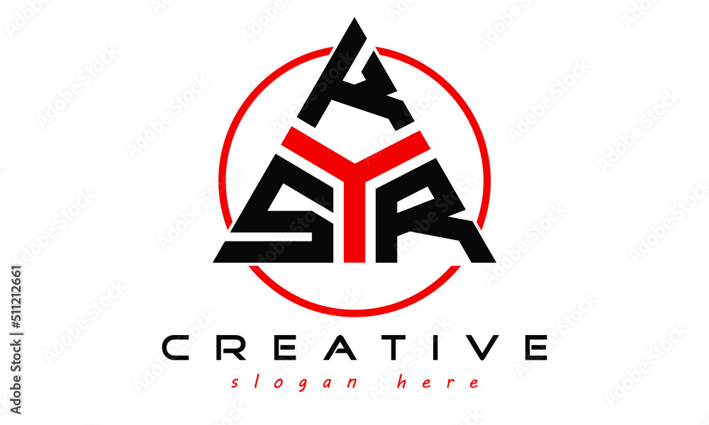 SKR three letter creative triangle shape in circle logo design vector ...