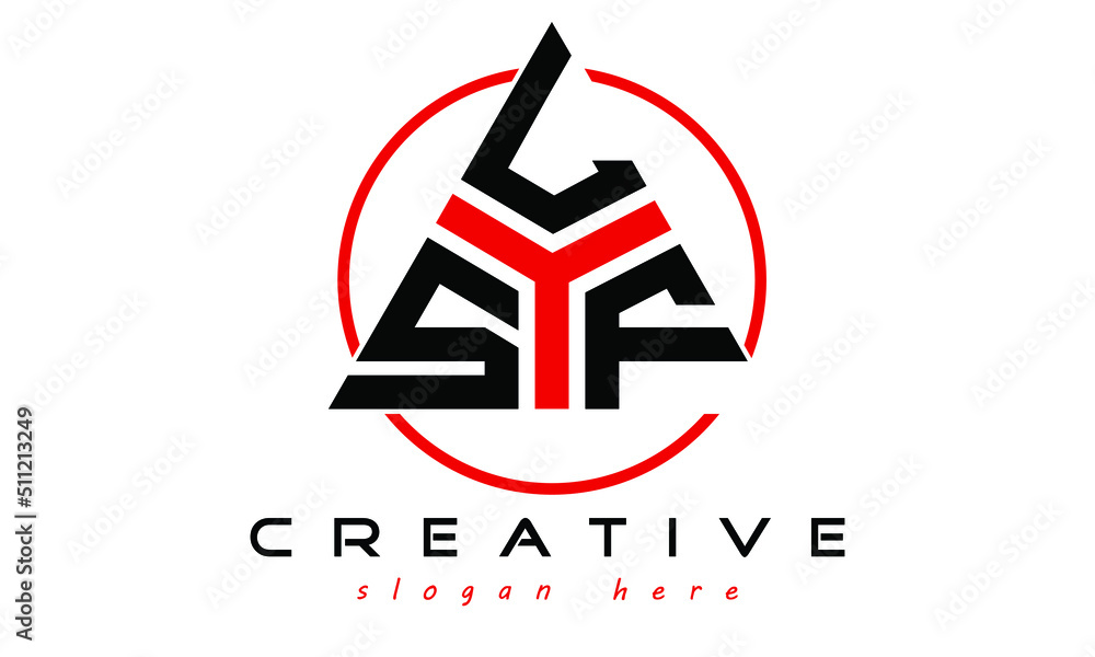 SLF three letter creative triangle shape in circle logo design vector ...