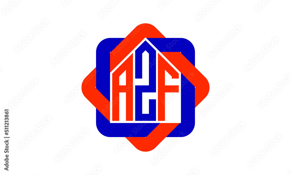 AZF three letter real estate logo with home icon logo design vector ...