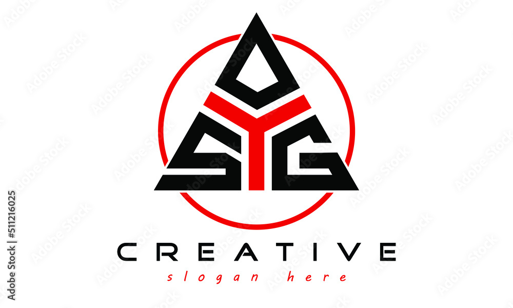 SOG three letter creative triangle shape in circle logo design vector ...