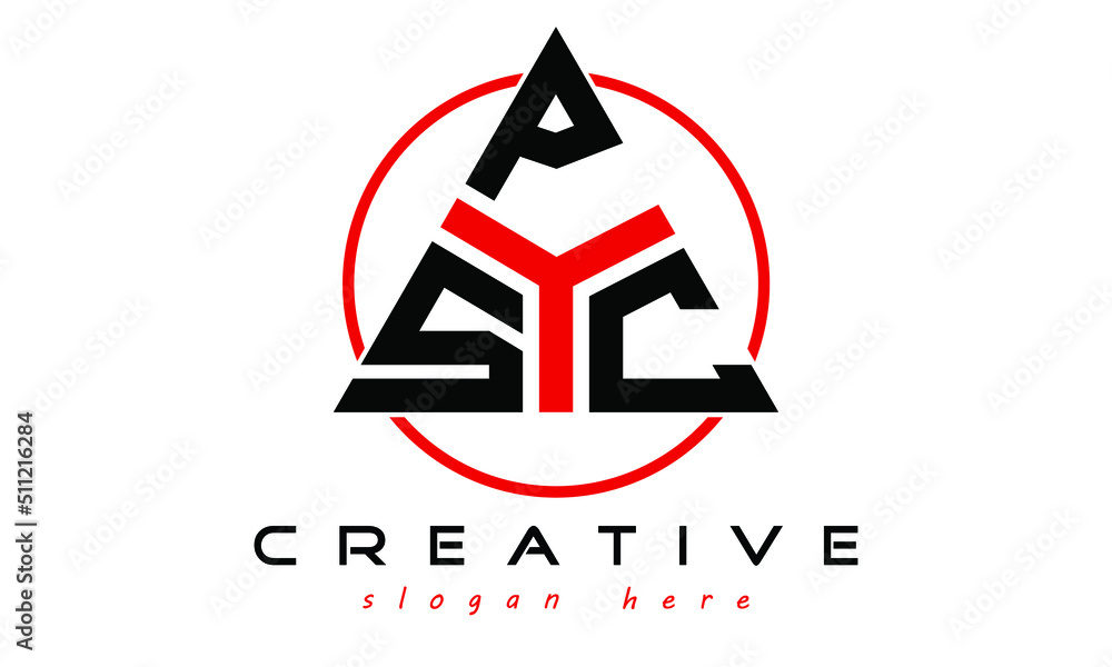 SPC three letter creative triangle shape in circle logo design vector ...