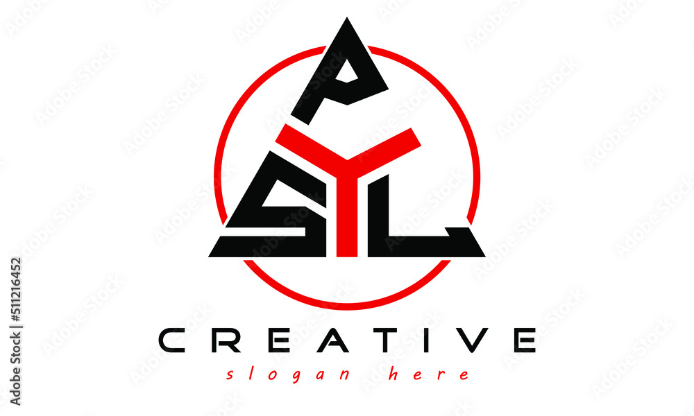 SPL three letter creative triangle shape in circle logo design vector ...