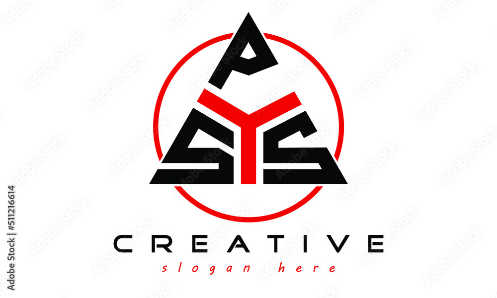 SPS three letter creative triangle shape in circle logo design vector ...