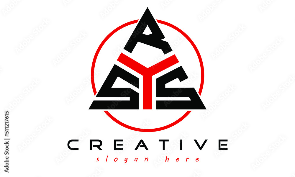 SRS three letter creative triangle shape in circle logo design vector ...