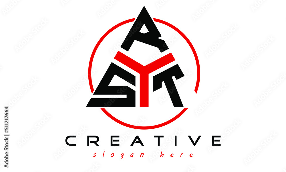 SRT three letter creative triangle shape in circle logo design vector ... SRT three letter creative triangle shape in circle logo design vector ...