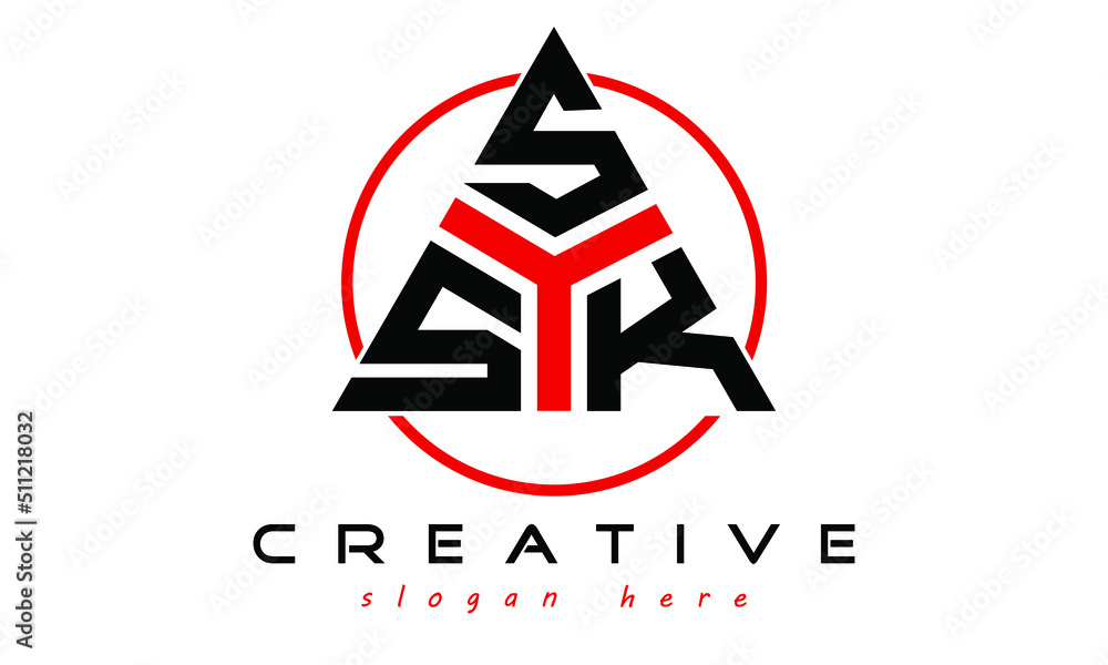 SSK three letter creative triangle shape in circle logo design vector ...