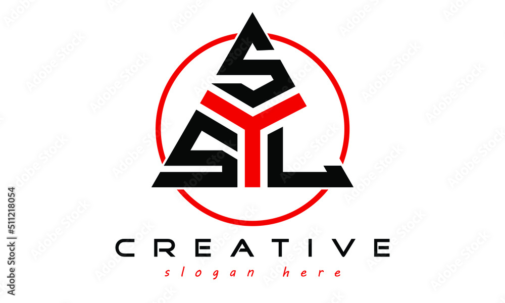SSL three letter creative triangle shape in circle logo design vector ...