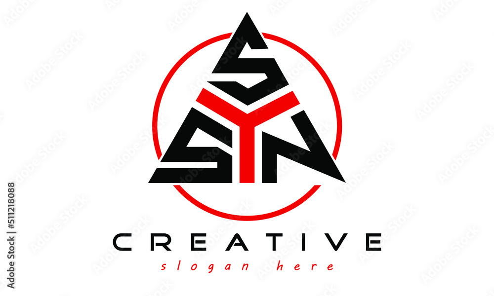SSN three letter creative triangle shape in circle logo design vector ...