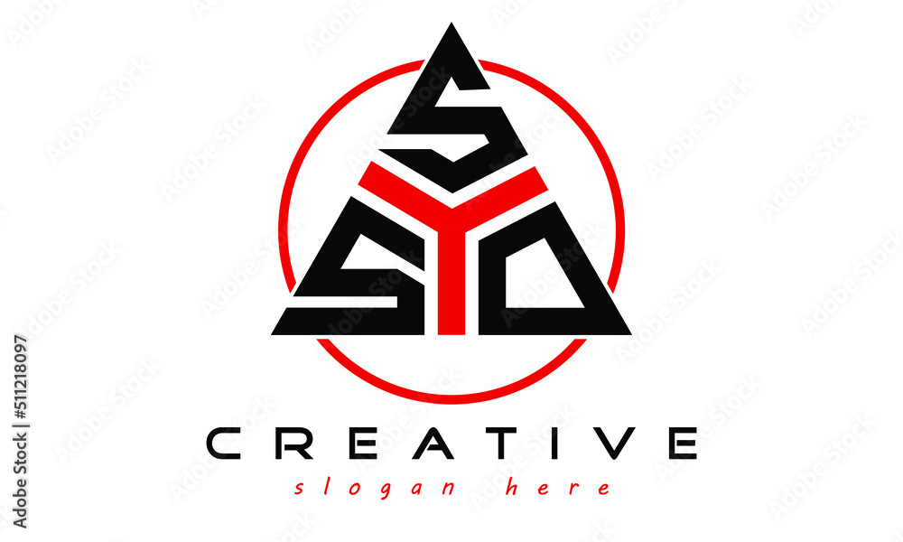 SSO three letter creative triangle shape in circle logo design vector ...