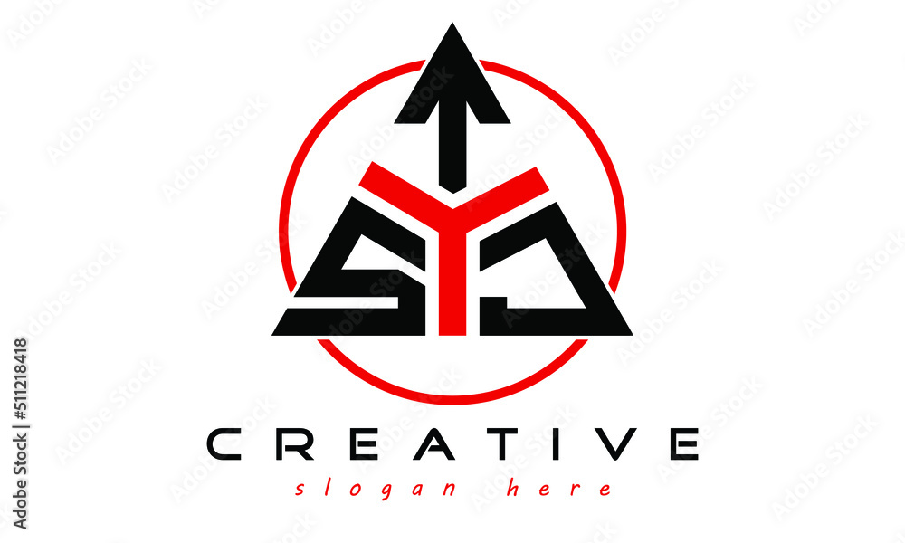 STJ three letter creative triangle shape in circle logo design vector ...