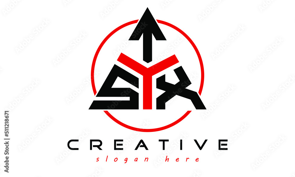 STX three letter creative triangle shape in circle logo design vector ...