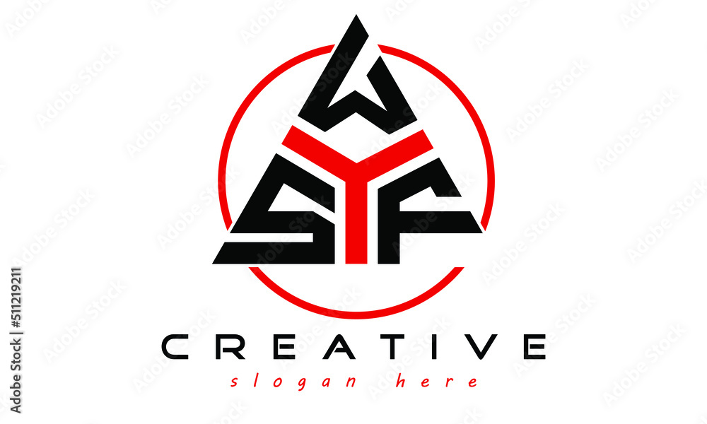 SWF three letter creative triangle shape in circle logo design vector ...