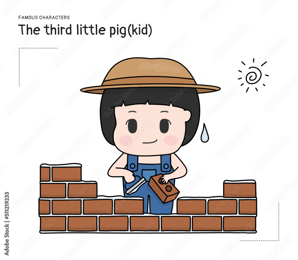 This illustration is a character that mimics the diligent third pig in ...
