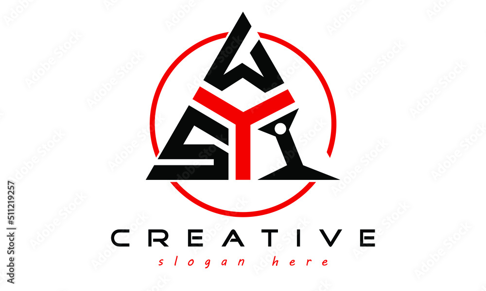SWI three letter creative triangle shape in circle logo design vector ...