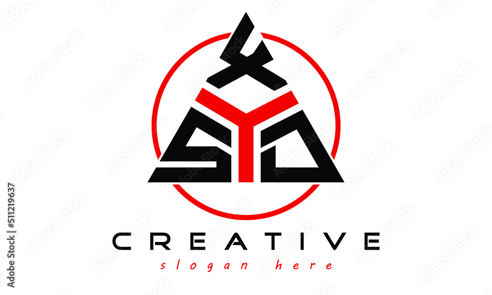 SXD three letter creative triangle shape in circle logo design vector ...