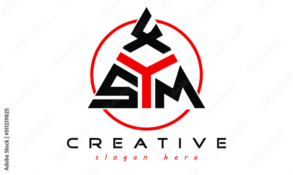 SXM three letter creative triangle shape in circle logo design vector ...