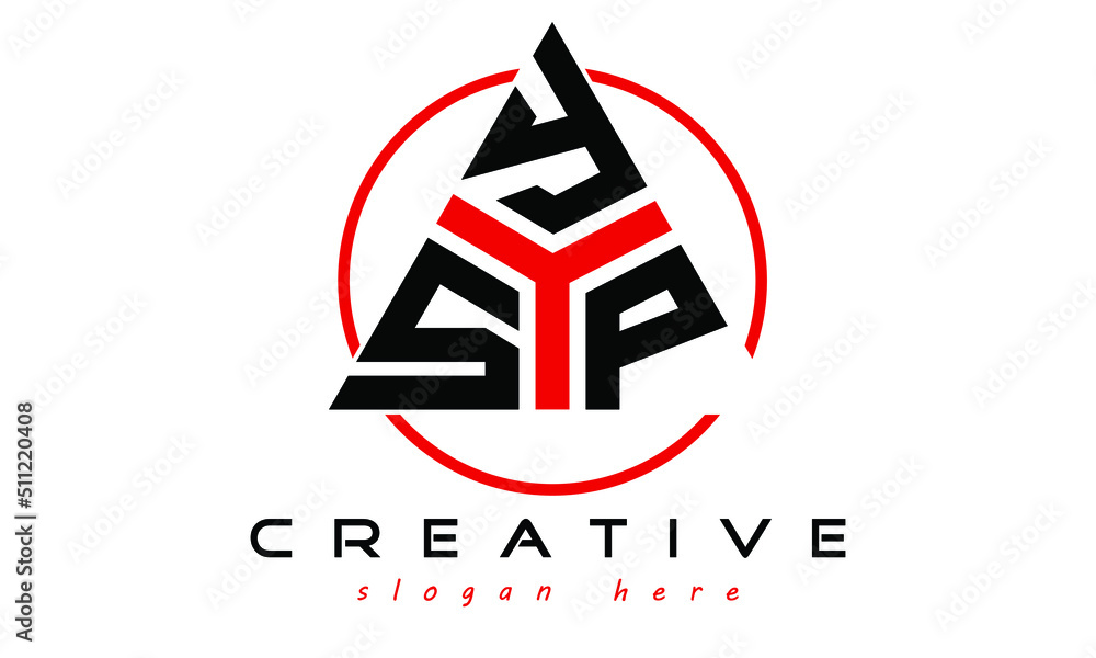 SYP three letter creative triangle shape in circle logo design vector ...