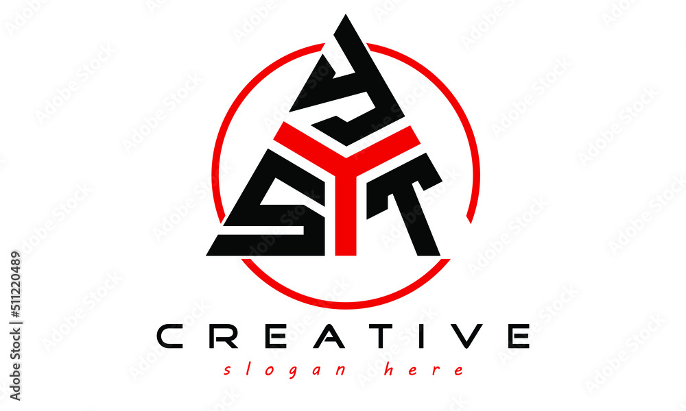 SYT three letter creative triangle shape in circle logo design vector ...