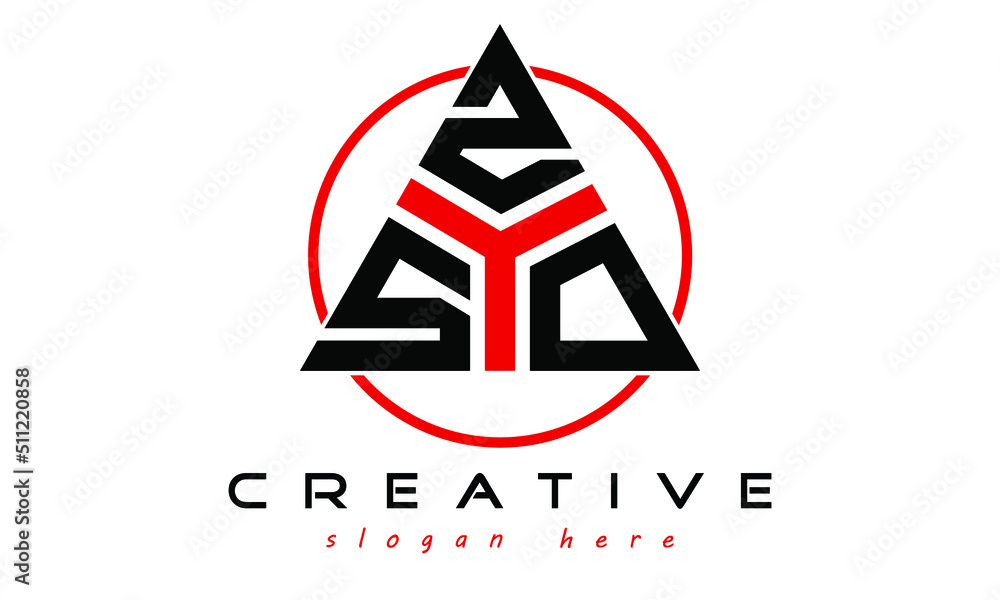 SZO three letter creative triangle shape in circle logo design vector ...