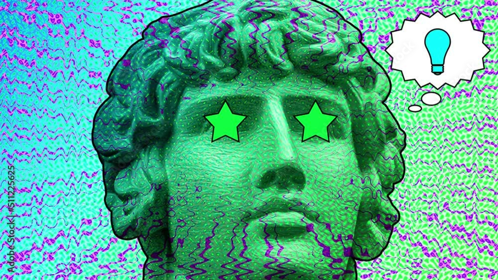 Modern creative concept video 4K with ancient statue head. GIF ...