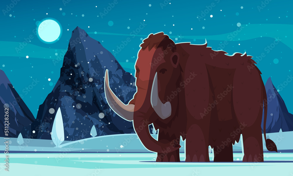 Cartoon Mammoth Illustration Stock Vector | Adobe Stock