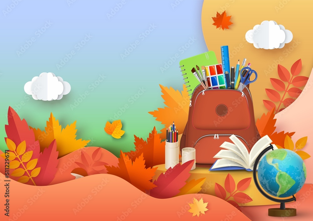 Autumn background for back to school event Stock Vector | Adobe Stock