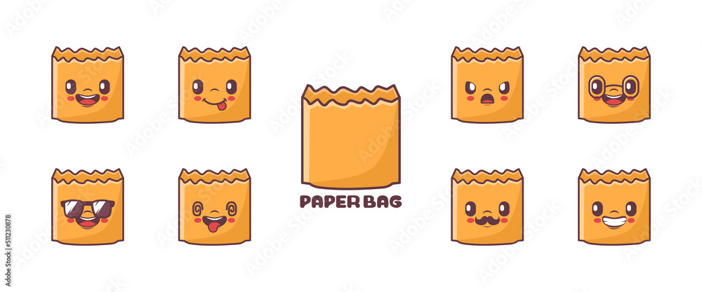 paper bag cartoon vector illustration. symbols, emoticons, cartoons ...