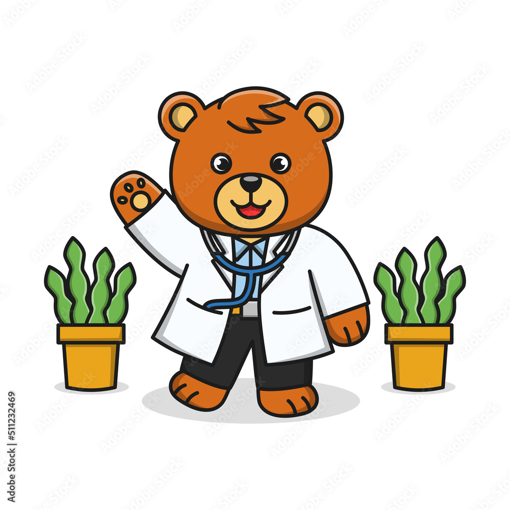 Cartoon illustration of bear doctor Stock Vector | Adobe Stock