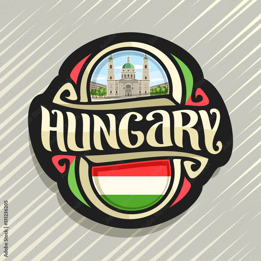 Vector logo for Hungary country, fridge magnet with hungarian flag ...