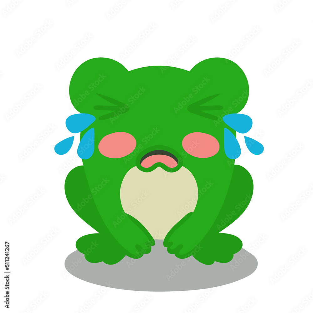 Cute frog crying on white background. Vector illustration. Design ...