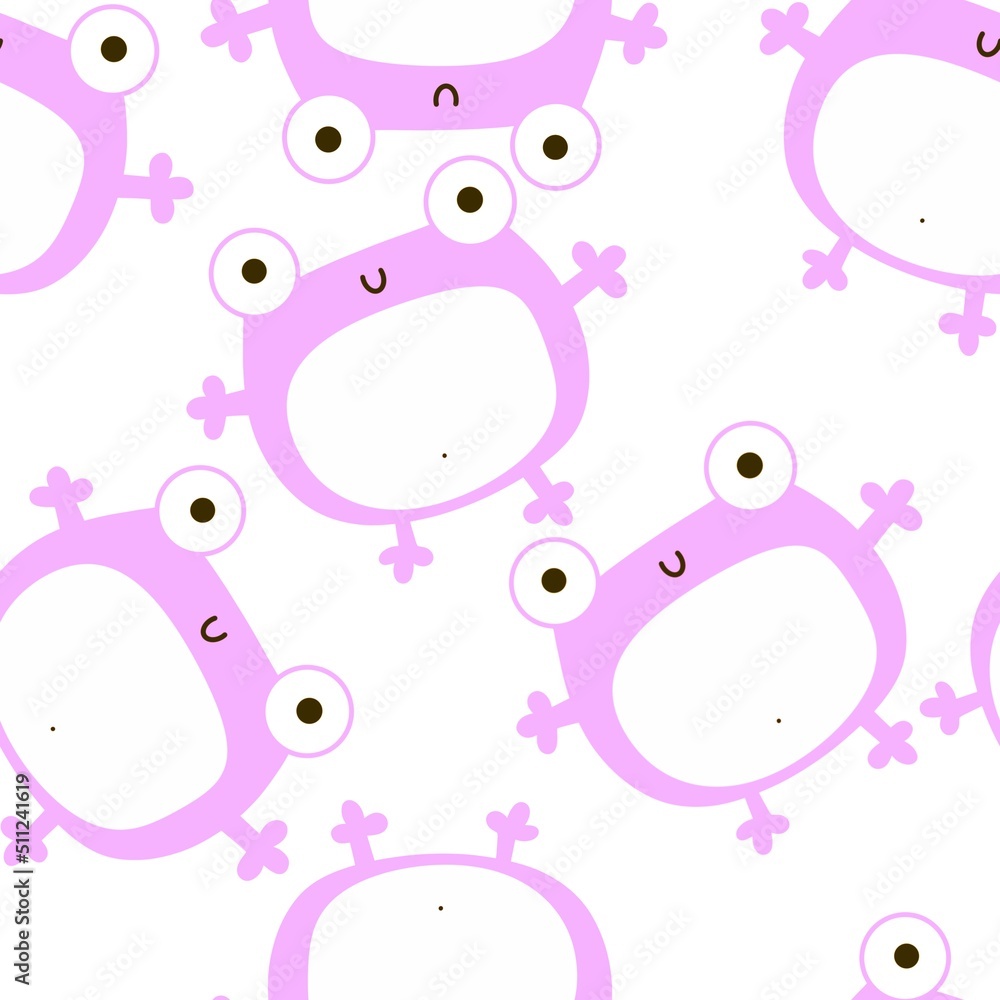 Cartoon seamless kawaii frogs pattern for kids and kindergarten and ...