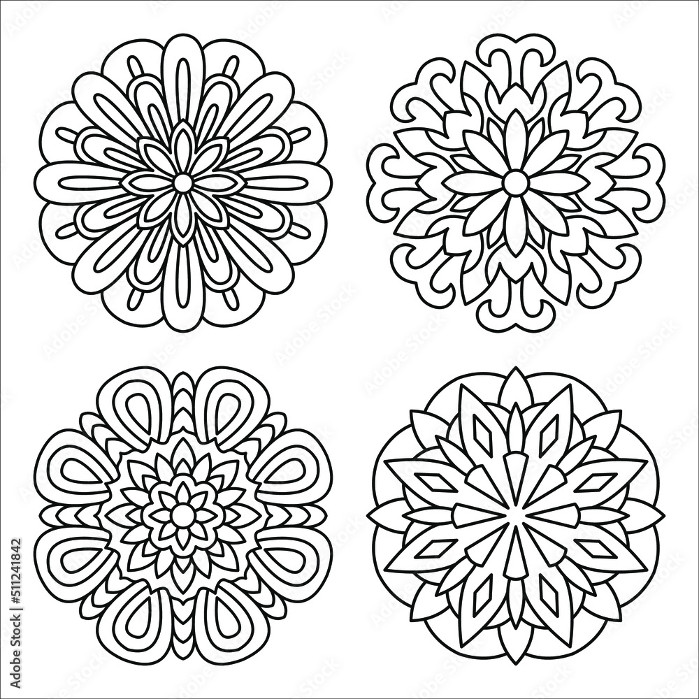 Simple mandala design for coloring. Vector floral mandala. Geometric ...