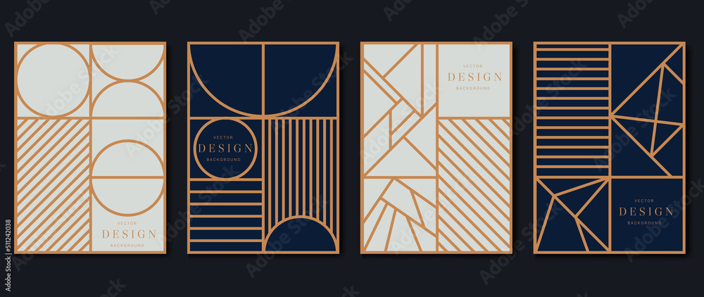 Luxury invitation card vector template collection. Art deco pattern ...