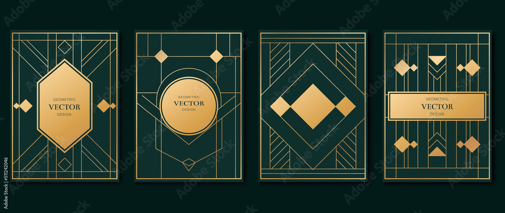 Luxury invitation card vector template collection. Art deco pattern ...