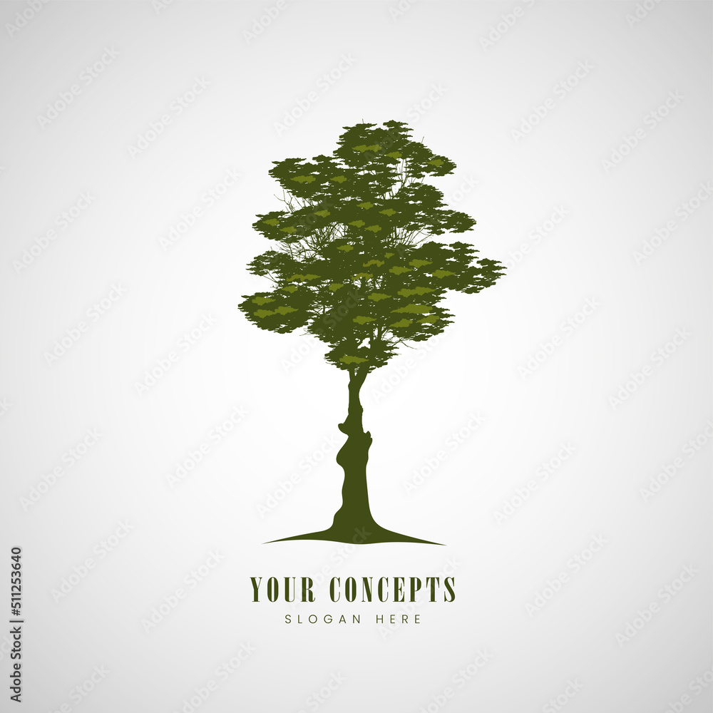 green tree silhouettes on white background and Tree silhouettes green ...