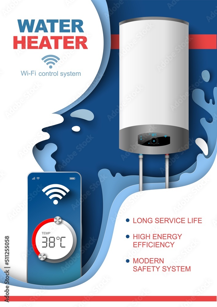 Smart water heater or boiler advertisement poster Stock Vector | Adobe ...