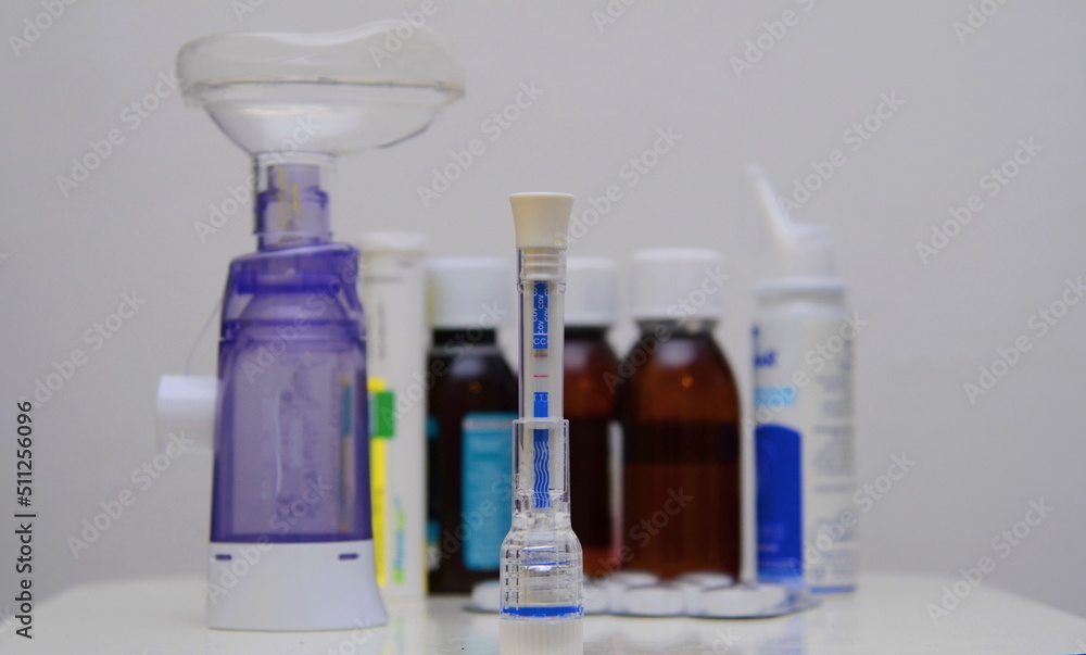 Covid-19 rapid antigen test cassette with positive result of rapid ...