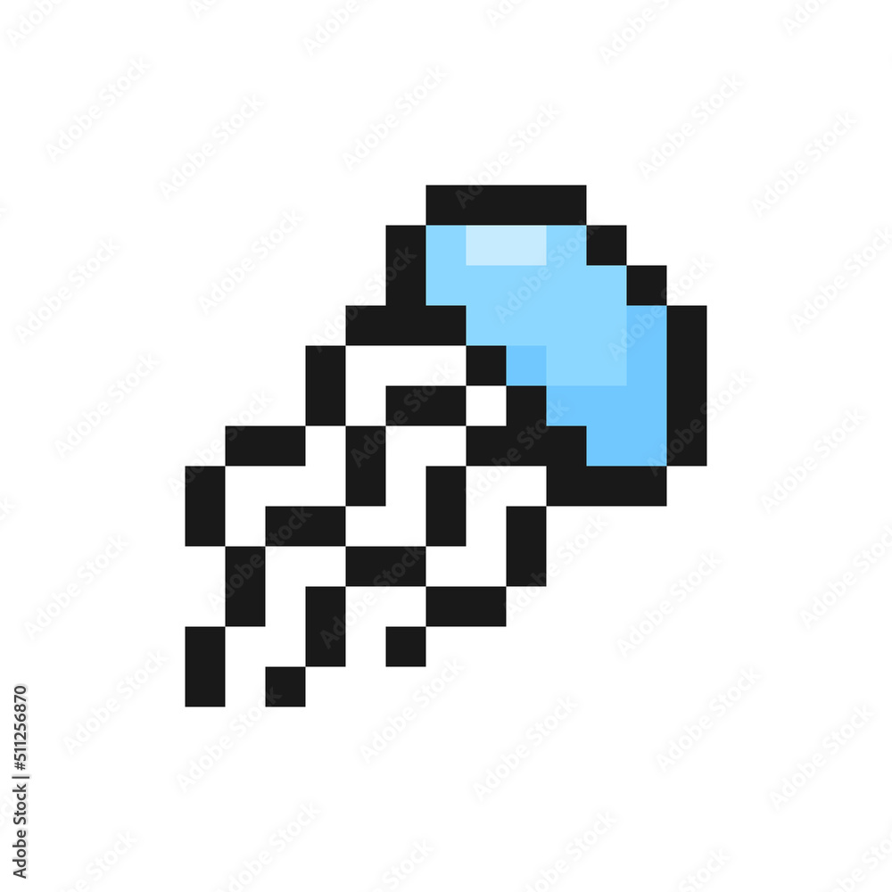 Jellyfish icon in pixel art design isolated on white background, vector ...