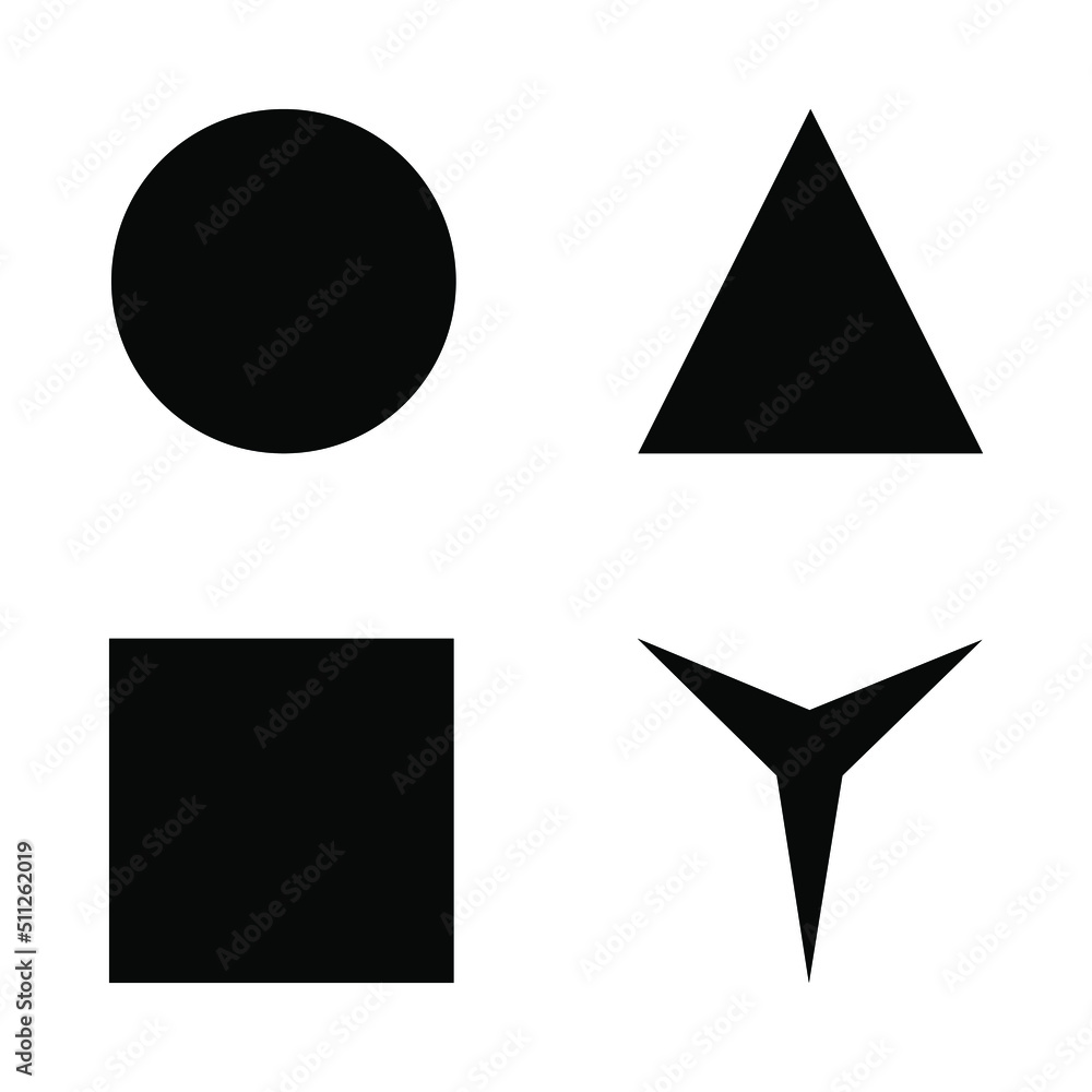 Basic shape elements with sharp and rounded edges vector set.Wooden block shapes in a row ...