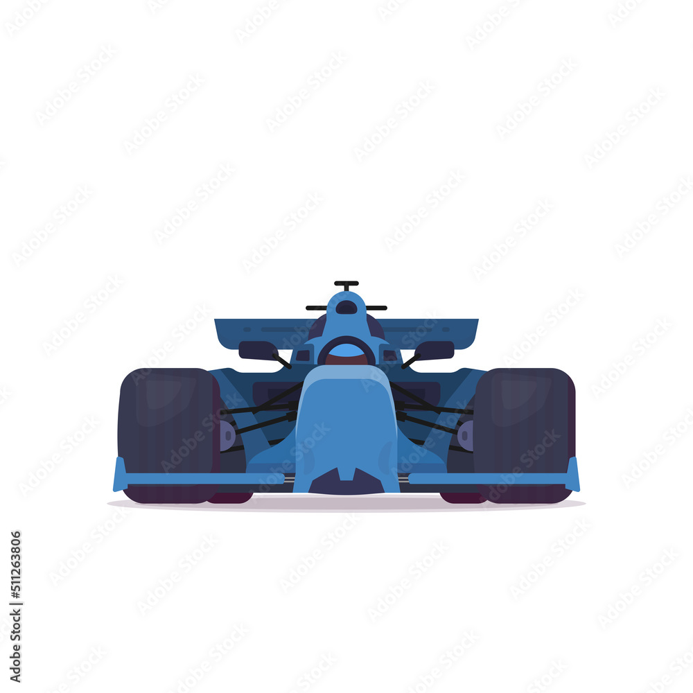 Front view of sport racing car. Flat style vector illustration. Formula ...