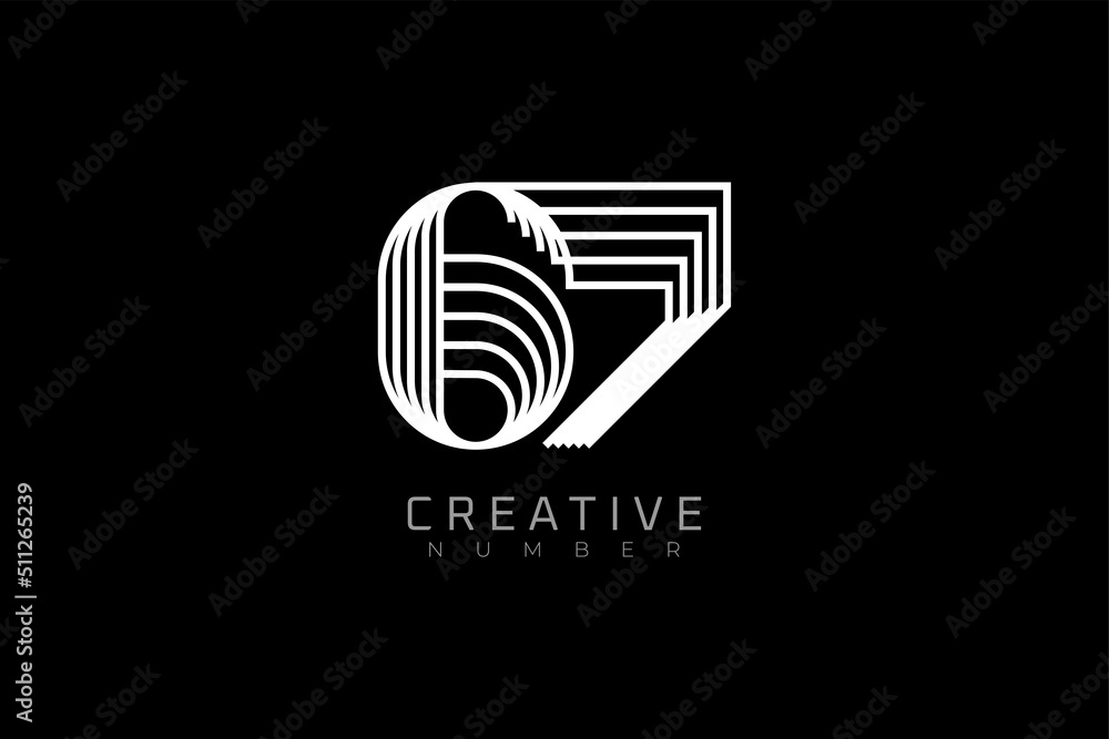 Number 67 Logo, modern and creative number 67 multi line style, usable ...