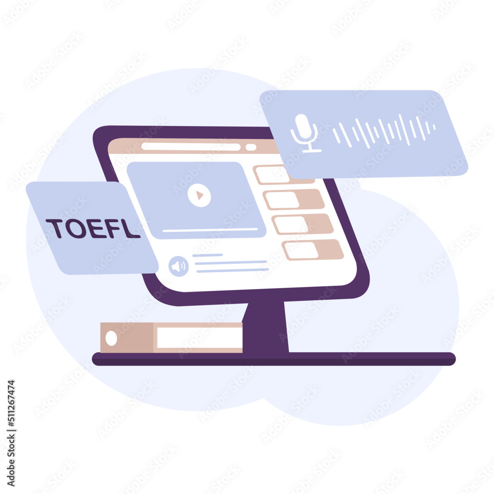 TOEFL International English Language Testing System. Vector ...