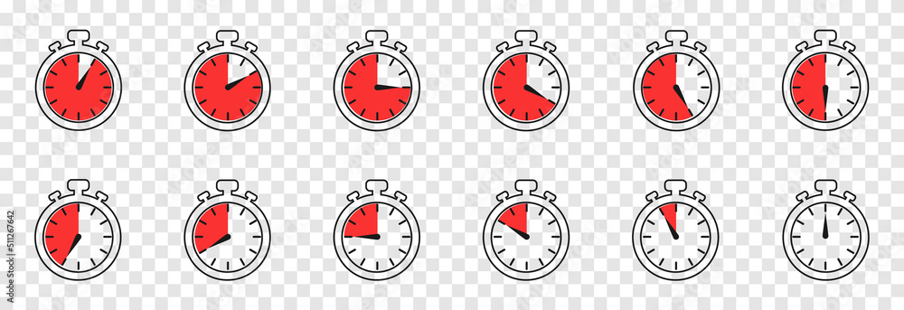 Vector set of clock, alarm clock, timer PNG. Timer, clock on an ...